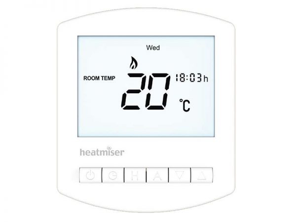 Heatmiser Slimline Battery Thermostat White - Waterware