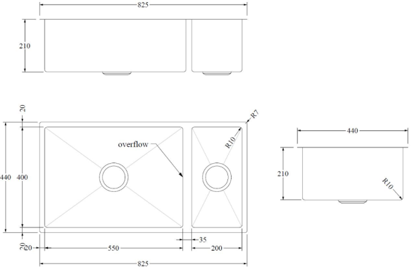 Aspen PVD 550/200mm Dual Kitchen Sink Brushed Stainless - Waterware