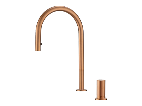Doppia Extractable Kitchen Mixer Brushed Copper - Waterware