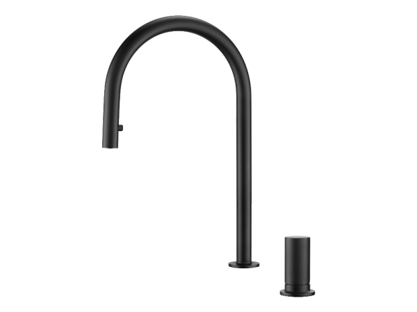 Doppia Extractable Kitchen Mixer Matte Black - Waterware