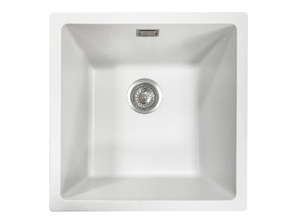 Aura Granite 400mm Single Kitchen Sink Matte White - Waterware