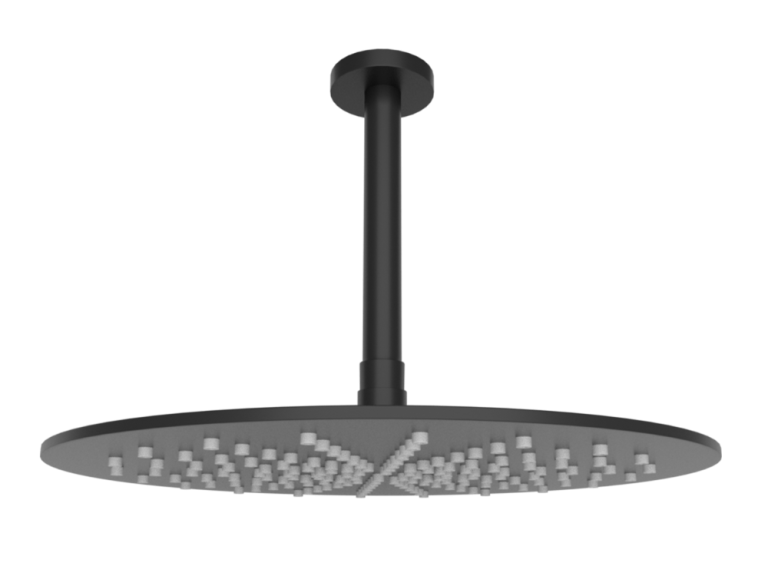 Pioneer Rain Shower and Ceiling Arm Matte Black - Waterware